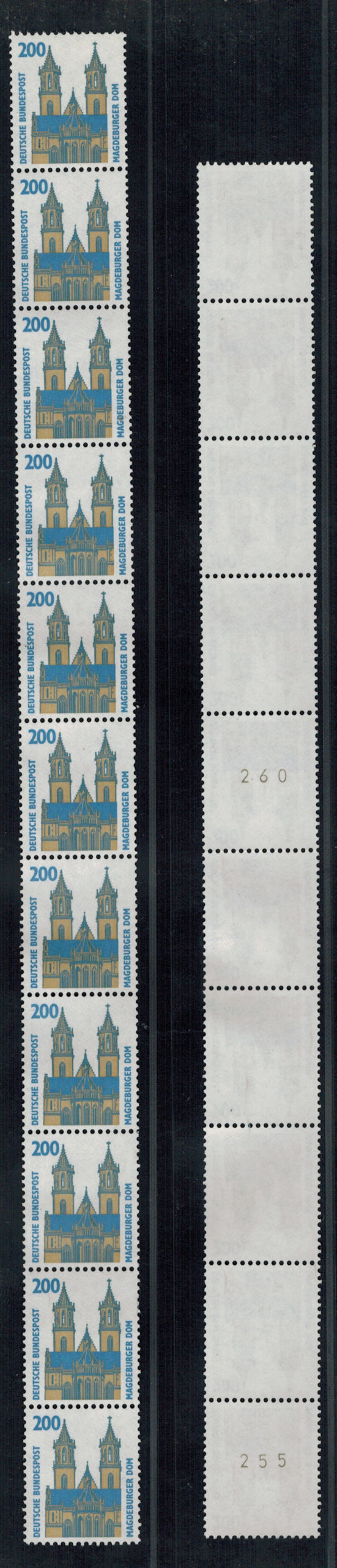 Bund 1665v 10-er Streifen mit 2 Nummern aus 300-er Rolle - briefmarken ...